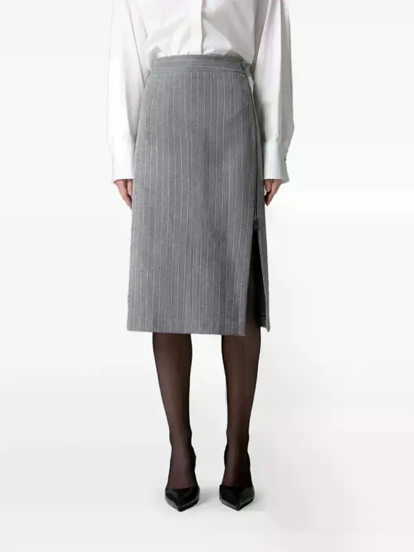 GAELLE PARIS Pinstripe-pattern Side-zip Skirt