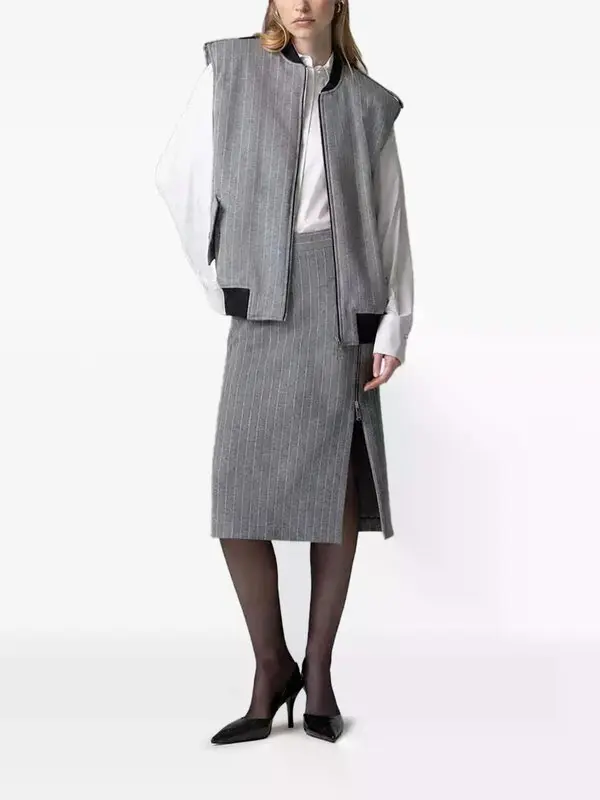 GAELLE PARIS Pinstripe-pattern Side-zip Skirt