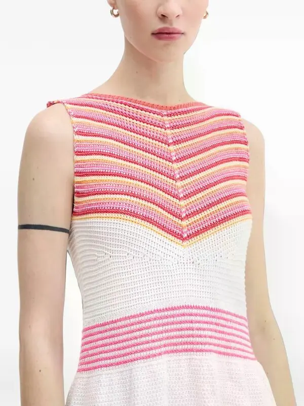BENETTON Chevron-knit Sleeveless Midi Dress