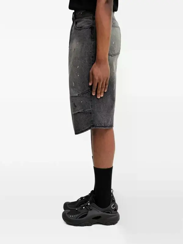 BEAMS Paint-splatter Distressed Shorts
