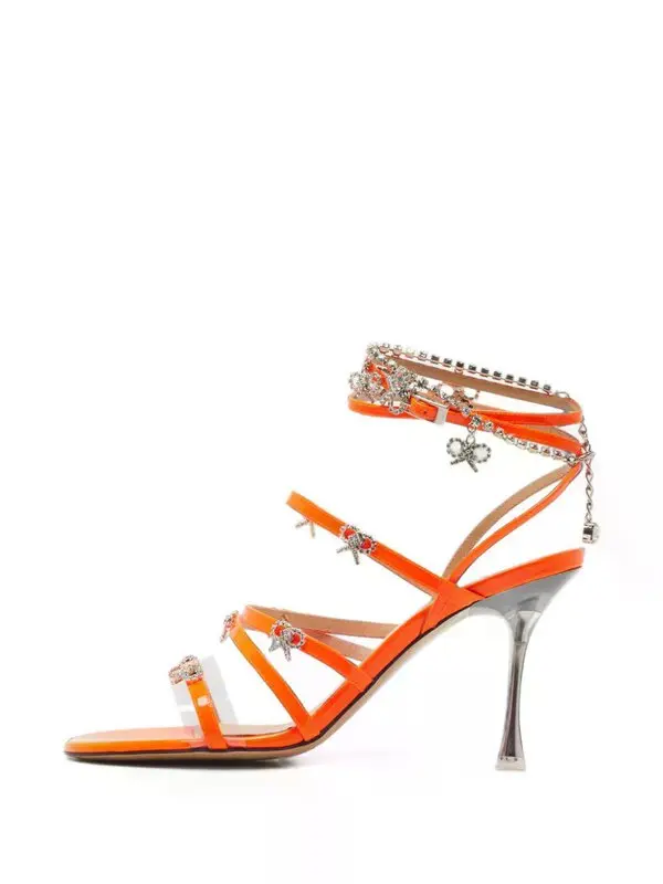 Mach & Mach Camille Crystal-bow Embelishments Sandals - Orange