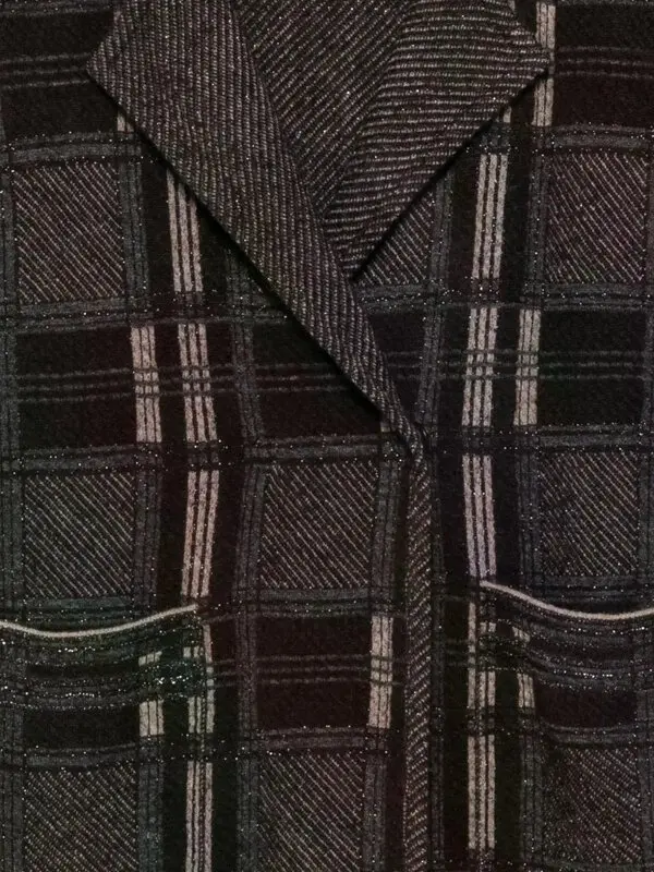 D.exterior Check-pattern Glitter-detail Coat