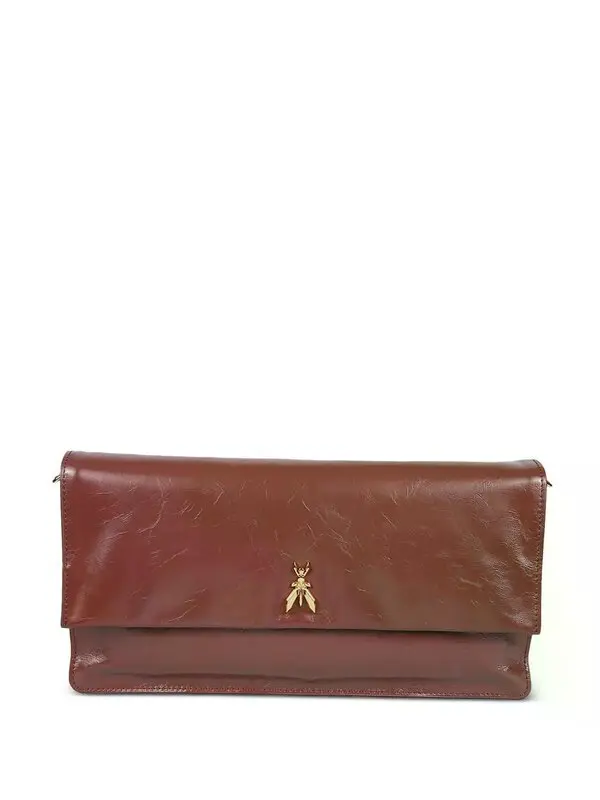 Patrizia Pepe Crinkled Leather Shoulder Bag - Brown