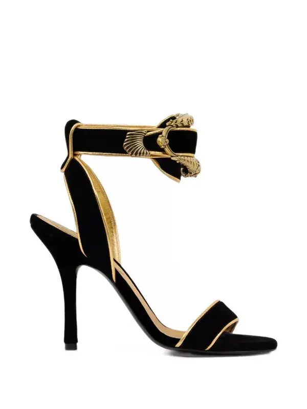Etro Velvet High-heeled Sandals With Animal Buckle