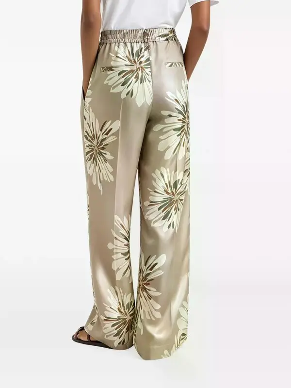 Brunello Cucinelli Floral-print Silk Trousers