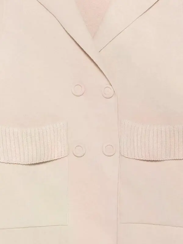 D.exterior Double-breasted Ribbed-trim Coat