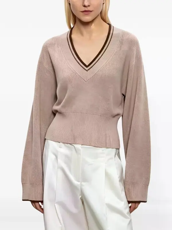 Brunello Cucinelli V-neck Stripe-trim Sweater