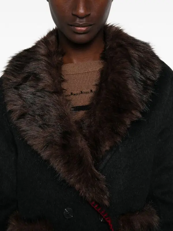 FRONT STREET 8 Faux Fur Detail Wool Coat - Grey