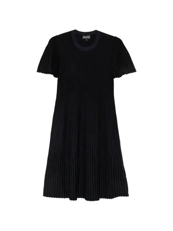 Emporio Armani Striped Midi Dress - Black