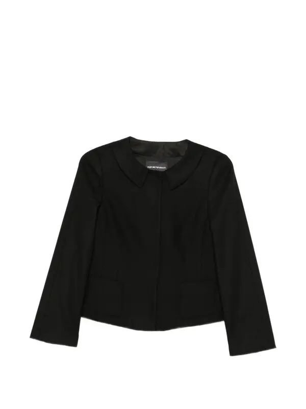 Emporio Armani Wool Blend Blazer Jacket - Black