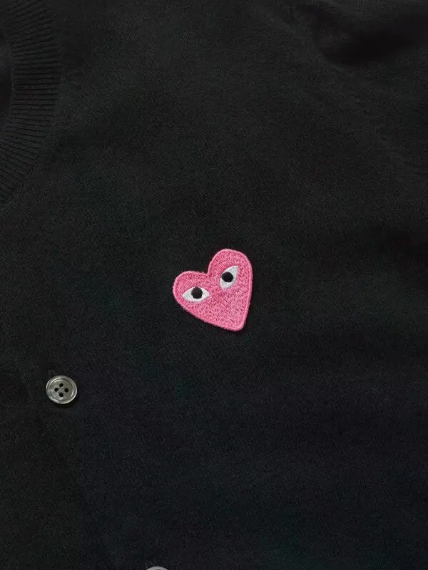 Play Comme Des Garcon Heart-patch V-neck Cardigan