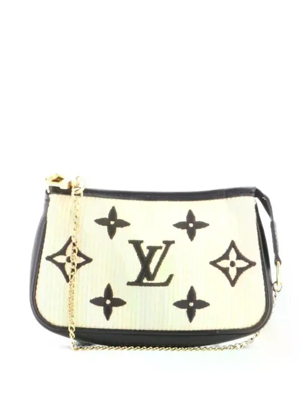 LOUIS VUITTON Pochette Accessoires Monogram Giant Embroidered Cotton Mini Clutch Bag