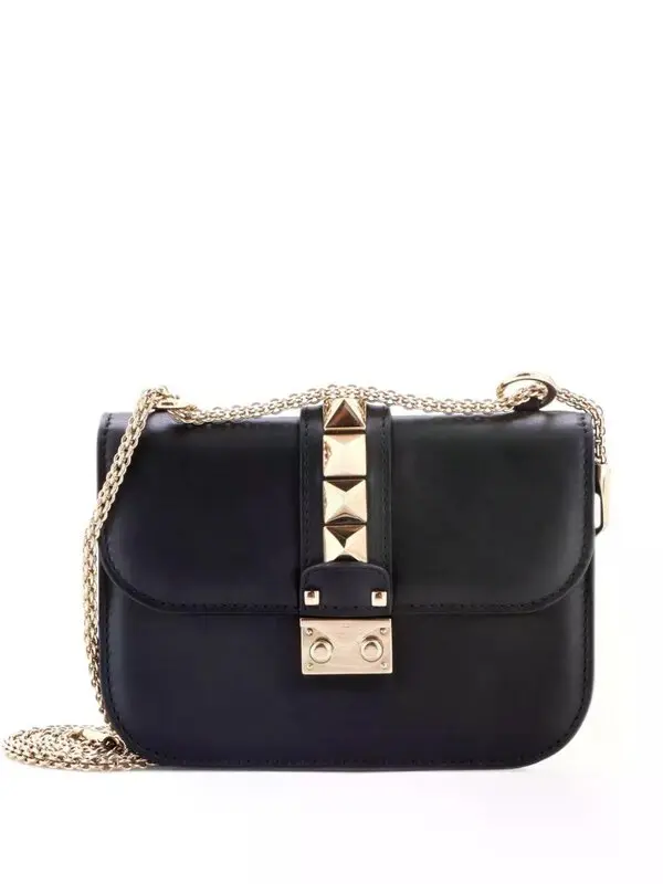 Valentino Garavani Glam Lock Leather Small Shoulder Bag - Black