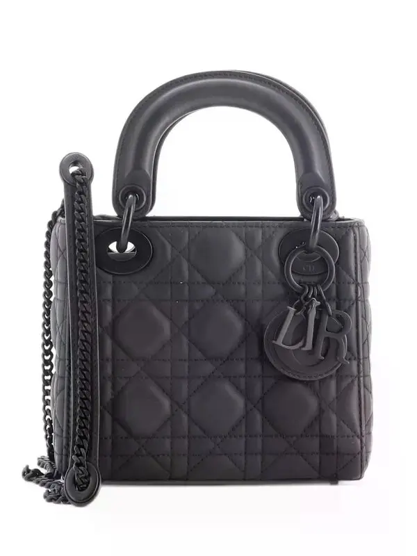 Dior Ultra Matte Lady Chain Bag Cannage Quilt Calfskin Mini Shoulder Bag - Black
