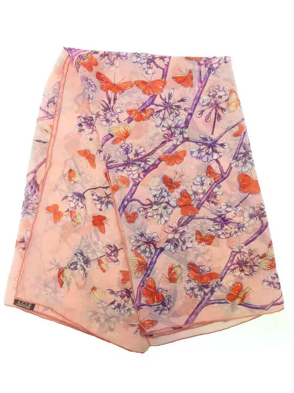 Hermès 2000-2010 Vol Amoureux Des Azures Mousseline Silk Scarf 90 Scarves - Pink