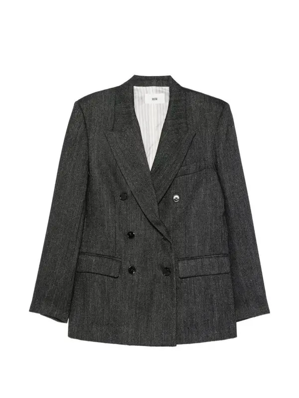 SOLOTRE Herringbone Double-breasted Blazer