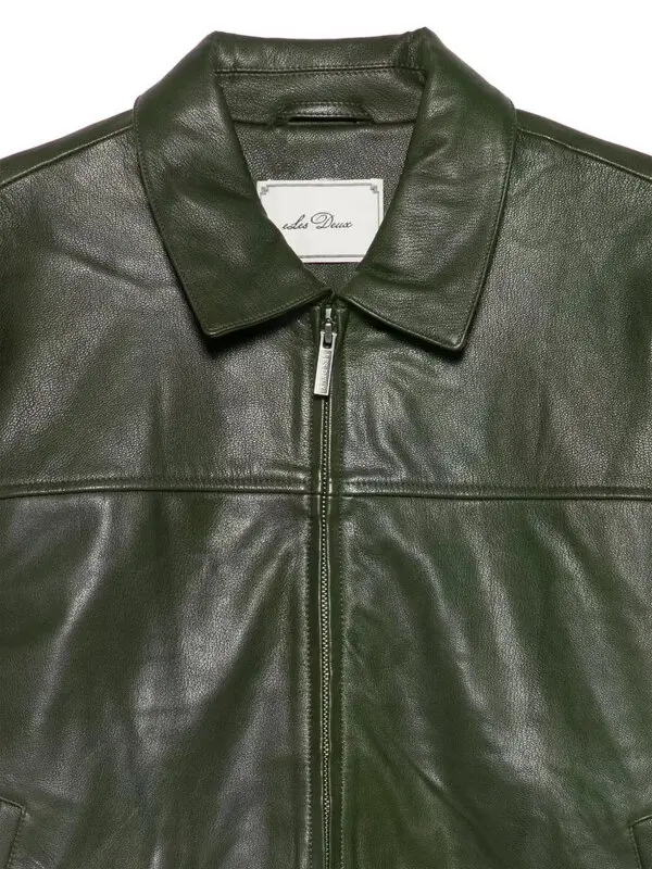 LES DEUX Logo-patch Leather Jacket