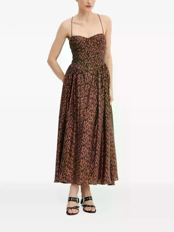 Bardot Estie Leopard-print Lace-up Midi Dress