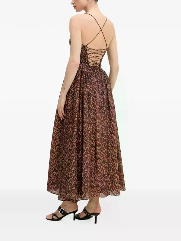 Bardot Estie Leopard-print Lace-up Midi Dress