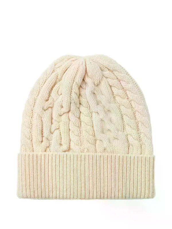 Peserico Cable-knit Turn-up Beanie Hat - Neutrals