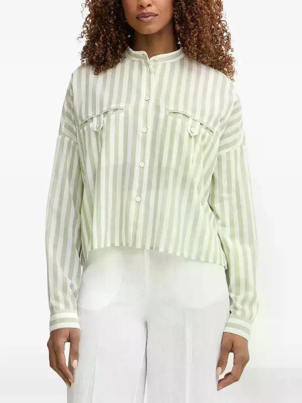 BENETTON Vertical-stripe Band-collar Shirt
