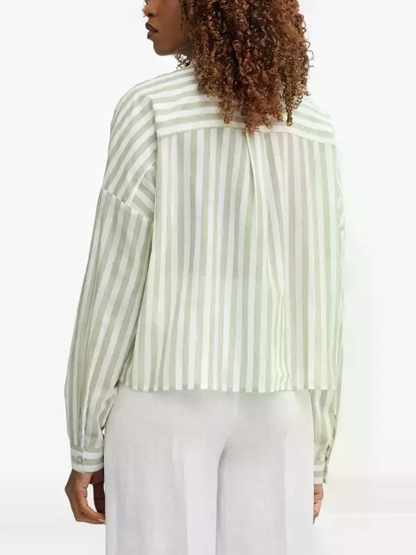 BENETTON Vertical-stripe Band-collar Shirt
