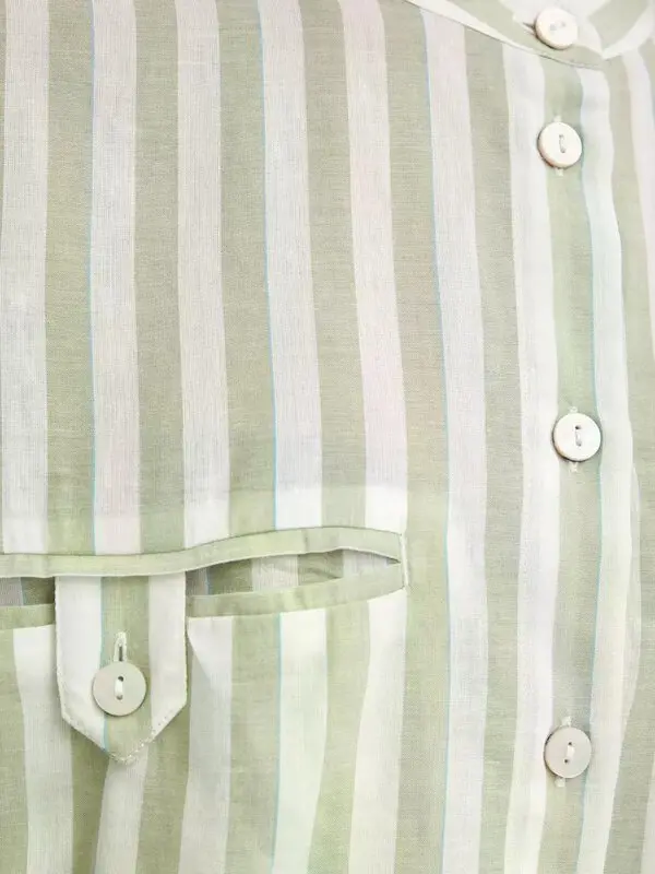 BENETTON Vertical-stripe Band-collar Shirt