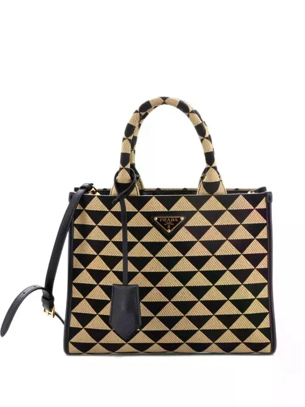 Prada Symbole Shopper Jacquard Small Tote Bag
