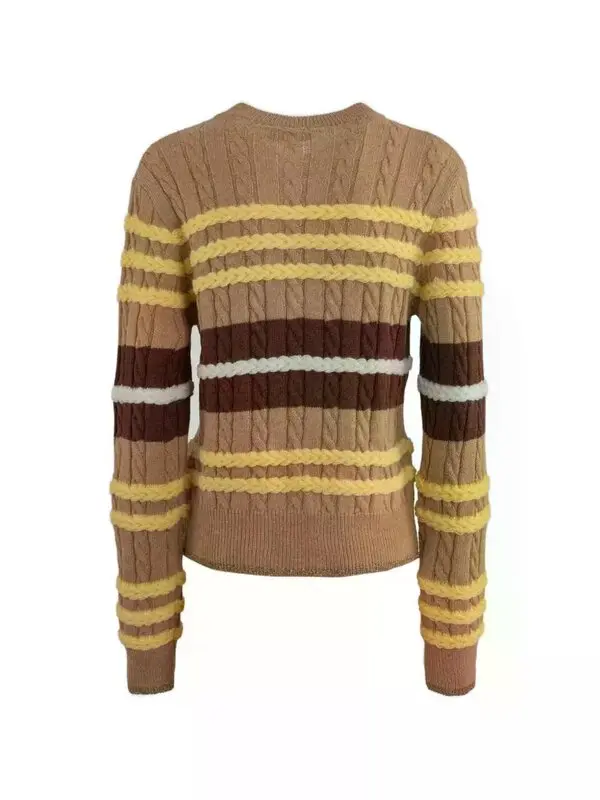 GAELLE PARIS Cable-knit Striped Cardigan