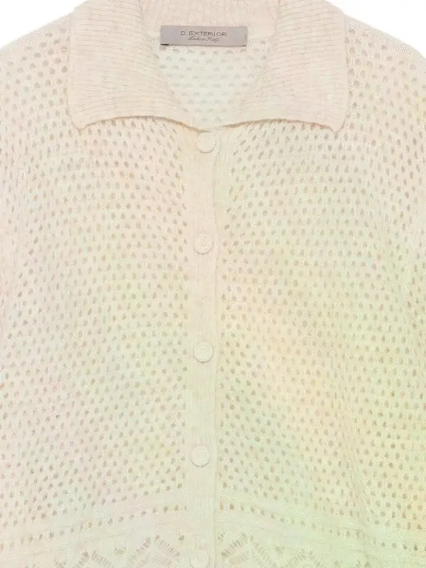 D.exterior Pointelle-knit Spread-collar Cardigan