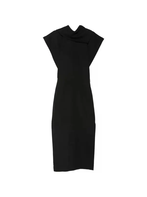 Issey Miyake Sculptural Asymmetric Midi Dress - Black