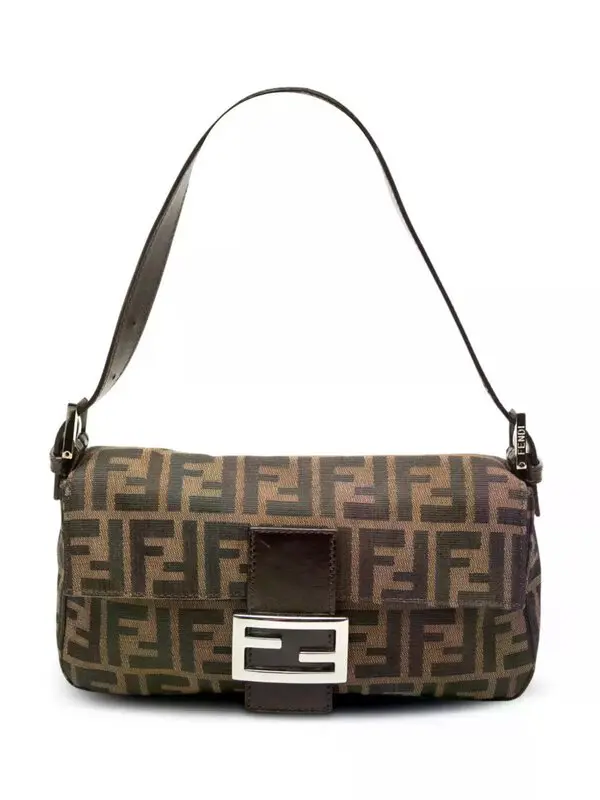 Fendi 2000-2010 Zucca Canvas Baguette Shoulder Bag - Brown