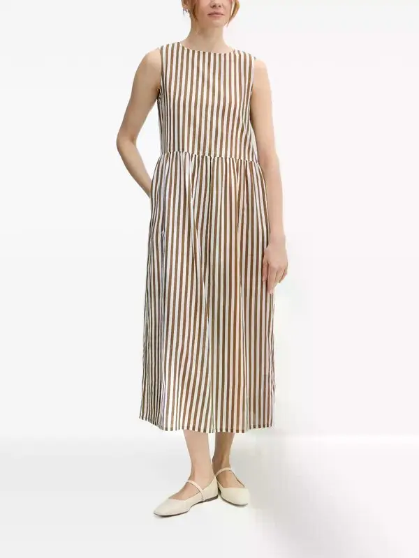 BENETTON Vertical-stripe Sleeveless Midi Dress