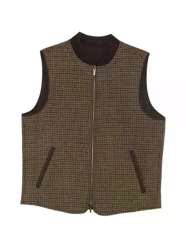 MC2 SAINT BARTH Spencer Houndstooth-pattern Gilet - Brown