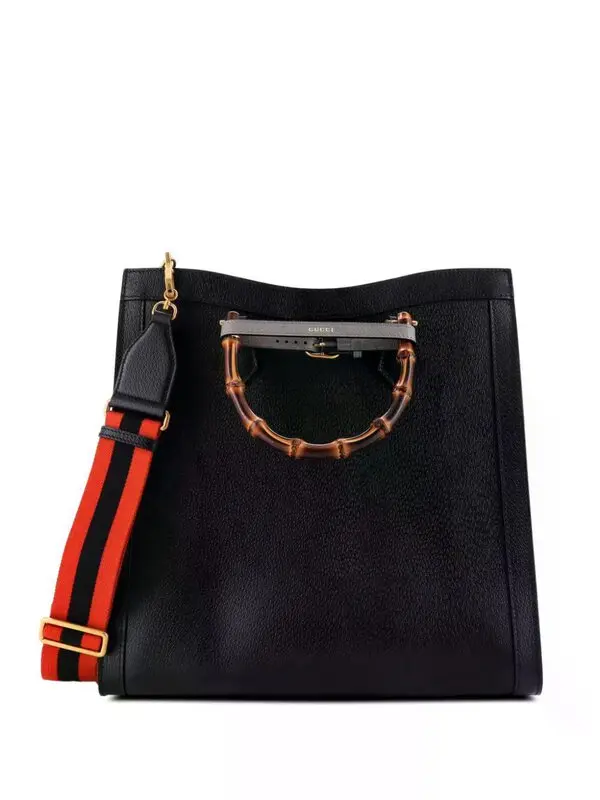 Gucci Diana Nm Bamboo Handle Leather Large Tote Bag - Black