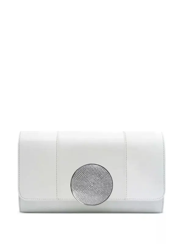 Perrin Le Disque Strass Leather Clutch Bag - White
