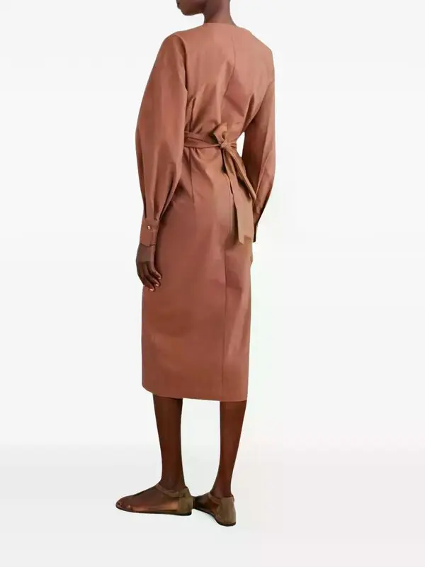 Brunello Cucinelli Wrap-style Long-sleeve Midi Dress