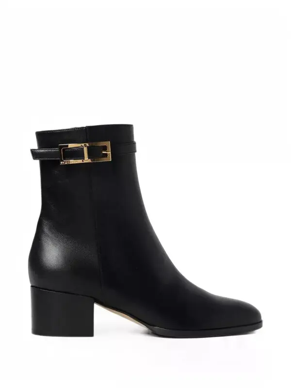 SERGIO ROSSI Seventy Buckle-fastening Leather Ankle Boots - Black