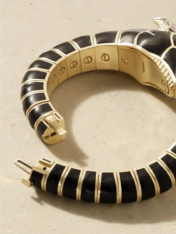 David Webb Horse 18-karat Gold And Platinum, Diamond, Ruby And Enamel Bangle