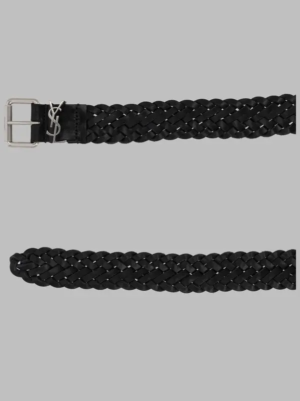 Saint Laurent Cintura Cassandre In Pelle Intrecciata