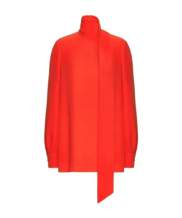 Valentino Garavani Neck-tie Silk Blouse - Red