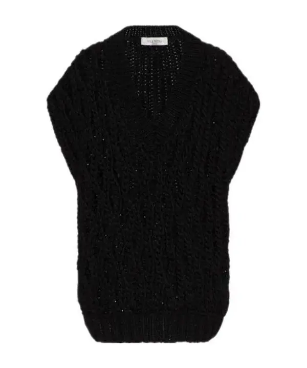 Valentino Garavani Knitted Pattern Pullover - Black