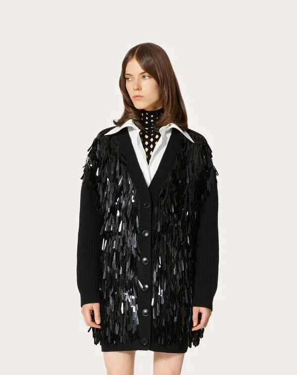 Valentino Garavani Teardrop Sequined Button-up Cardigan
