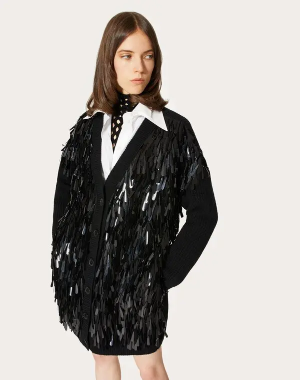 Valentino Garavani Teardrop Sequined Button-up Cardigan