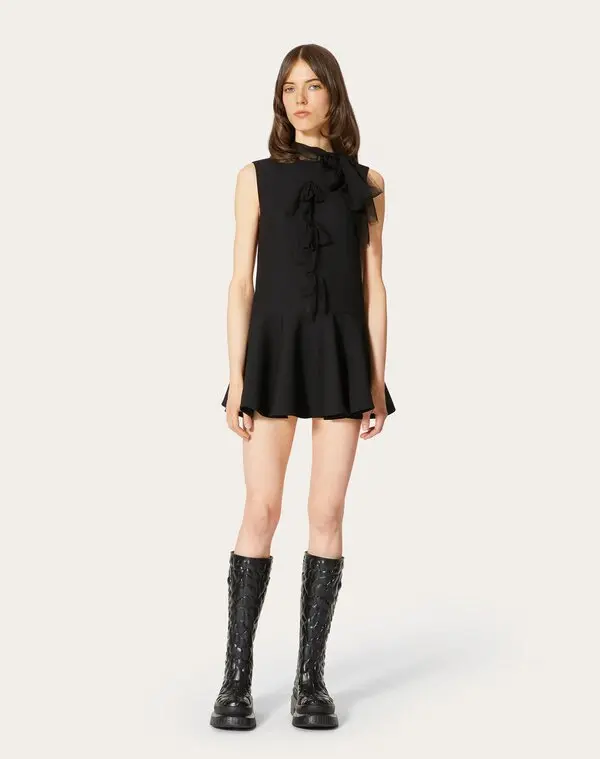 Valentino Garavani Pussybow-collar Ruffle-detail Shift Dress