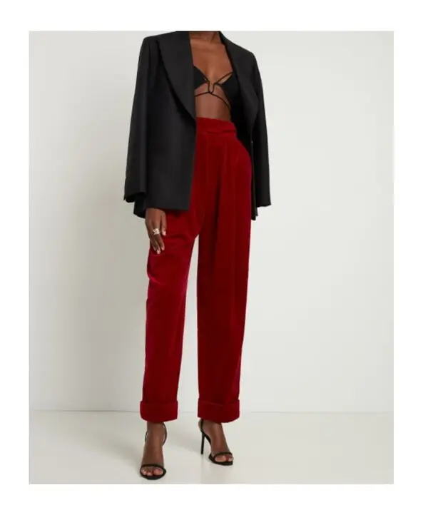 Alexandre Vauthier High Waist Straight Velvet Pants