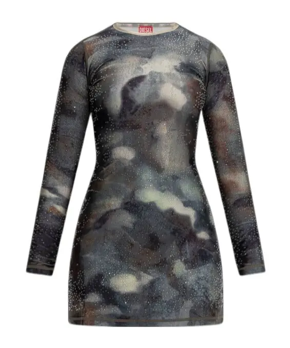 DIESEL® D-uplo Printed Embellished Mini Dress