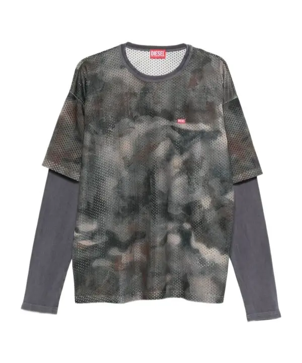 DIESEL® Perforated Long-sleeve T-shirt - Grey