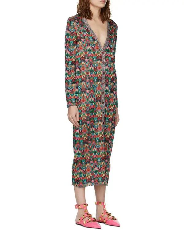 Valentino Garavani Jacquard Optical-pattern Lurex Long Cardigan