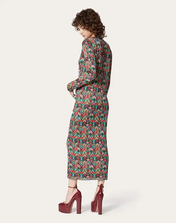 Valentino Garavani Jacquard Optical-pattern Lurex Long Cardigan